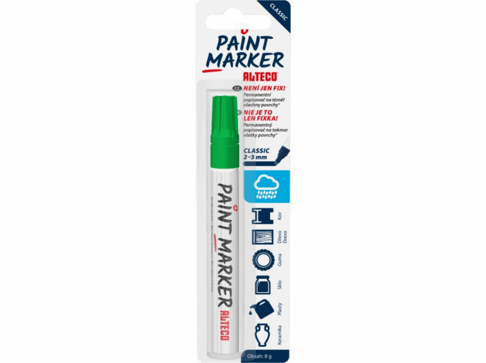 ALTECO Paint Marker zelený popisovač 8g (2-3mm) Classic